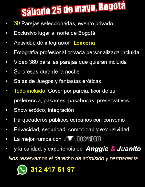 FIESTA SWINGER DE LENCERIA 2024 S bado 25 De Mayo Bogot 